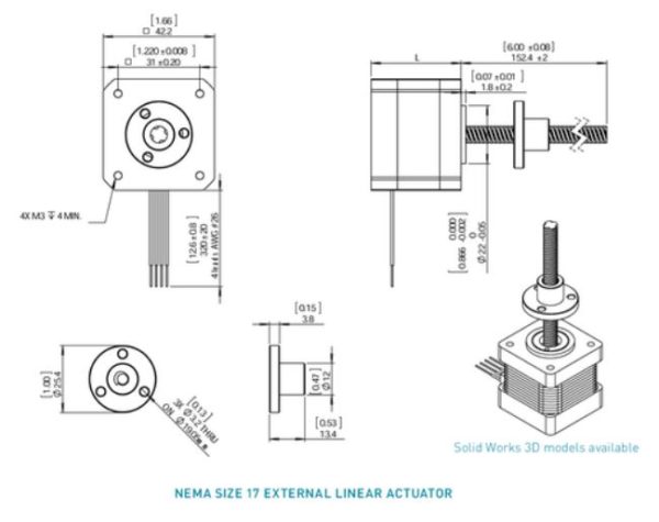 NEMA 17 Lead Screw Stepper Motors – ModuSystems